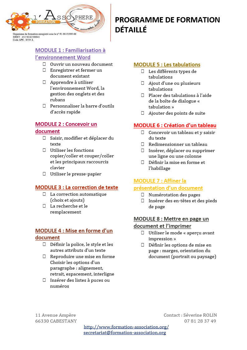 Word : Module initiation | La formation professionnelle continue ...