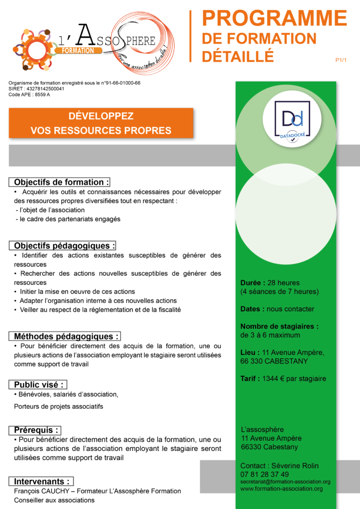 Développez vos ressources propres, une formation du CFEA